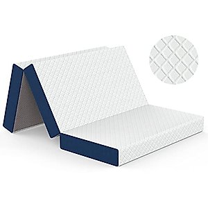 Inofia Trifold Mattress 6 Inch, Full Folding Memory Foam Mattress with No-Fiberglass Knitted Removable Cover, Portable Foldable Floor Mattres in a Box for Traveling, Camping, Guest Bed