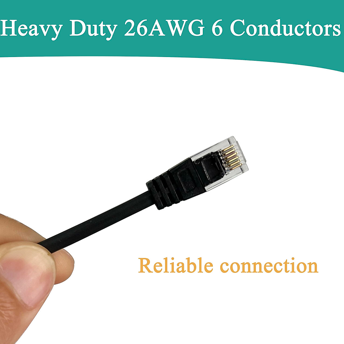 HPWFHPLF Telephone Cords, 2 Pack 6P6C Anti-Tangle Telephone Wires, 6-10 Feet RJ12 Male to Male Coiled Cable for Landline Phones (Black)