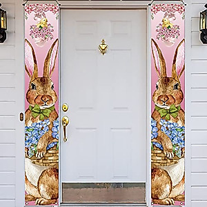 Happy Easter Decorations Easter Bunny Font Porch Weclome Sign Easter Rabbit Banner Religious Jesus Easter Decoration and Supplies for Home Party