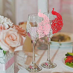 Peacock Design Wine Glass Cards 50PCS Name Place Cards Peacock Paper Hollow Out Design Wine Cup Decoration Wedding Centerpieces Table Decoration