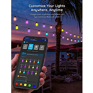 Govee Smart Outdoor String Lights H7020, RGBIC Warm White 48ft LED Bulbs for Outdoor, WiFi Patio Lights Work with Alexa, Google Assistant, APP Control, IP65 Waterproof