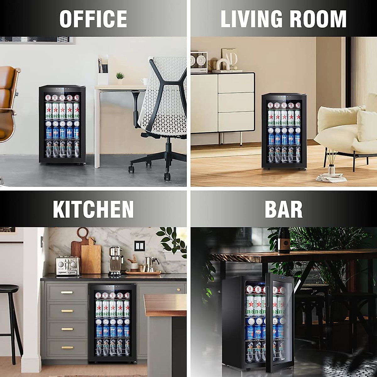 STAIGIS Mini Beverage Refrigerator Freestanding, 2.5 Cu.ft Mini Fridge w/ 101 Can Capacity, Small Drink Fridge for Home & Office, Glass Door