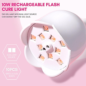 Makartt UV Nail Lamp, Mini UV Light for Gel Nails Polish Luminoza 10W Rechargeable LED Nail Light Nail Dryer with 4 Timers & Auto Sensor, Fast Curing Goosenecks UV Lamp for Home Nail DIY Manicure