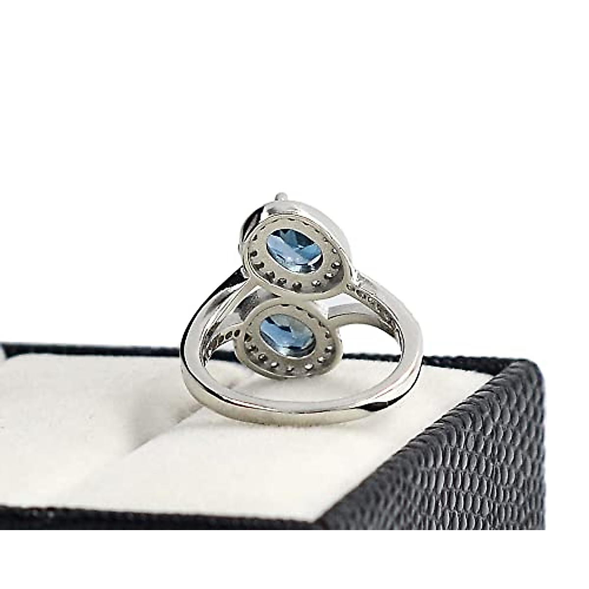 925 Sterling Silver Natural 7X5 MM Oval Cut London Blue Topaz Gemstone Solitaire Ring Women Jewelry December Birthstone Promise Ring For Love and Friendship Gift (Rose Gold Rhodium Plated Silver, 11)