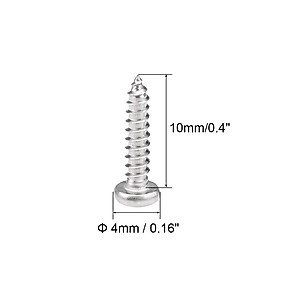 uxcell 2.2x10mm Self Tapping Screws Phillips Pan Head Screw 316 Stainless Steel Fasteners Bolts 50Pcs