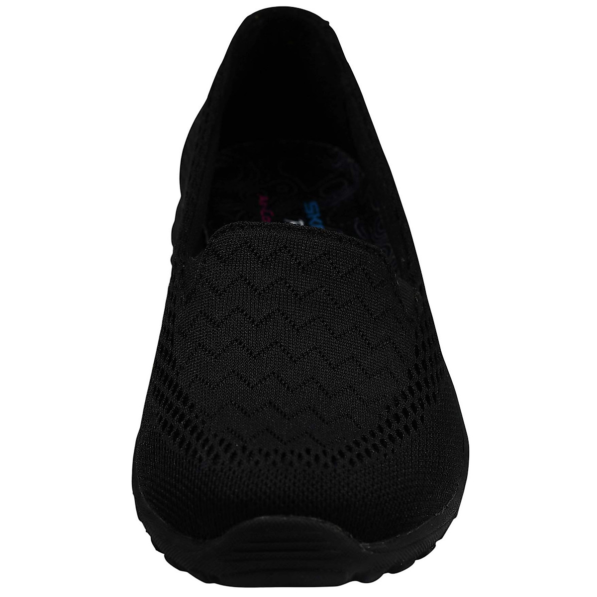 Skechers Women's Reggae Fest Willows Flat, Black/Black Mesh, 6.5 M US