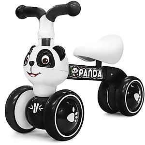 Baby Balance Bikes for 1 2 3 Year Old Boys Girls, Riding Toys for 10-36 Month Toddler | No Pedal Infant 4 Wheels Baby Bicycle | Best First Birthday New Year Holiday (Panda)