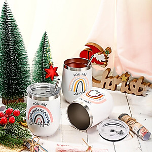 Sieral 10 Pcs Thank You Gifts Inspirational You Are Awesome Rainbow Tumbler Cup 12oz Stainless Steel Insulated Bulk Mugs with Lids for Women Secretaries Teacher Students Employee Volunteer Student