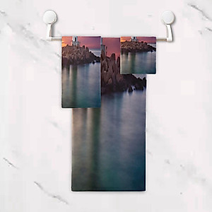 Flradish Lighthouse Towels 3 Pack Bath Towels for Bathroom Set Soft Cotton Highly Absorbent Lightweight & Quickdry Towel Set 1 Bath Towel,1 Hand Towel,1 Washclothe