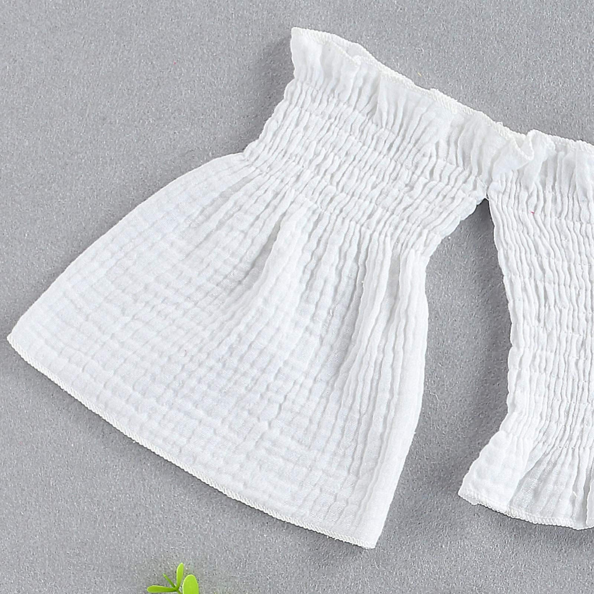 Kids Toddler Baby Girls Off Shoulder Flare Sleeve Tube Crop Top Shirt Ruffle Shorts Headband 3 Piece Summer Outfits (White,3-4T,)