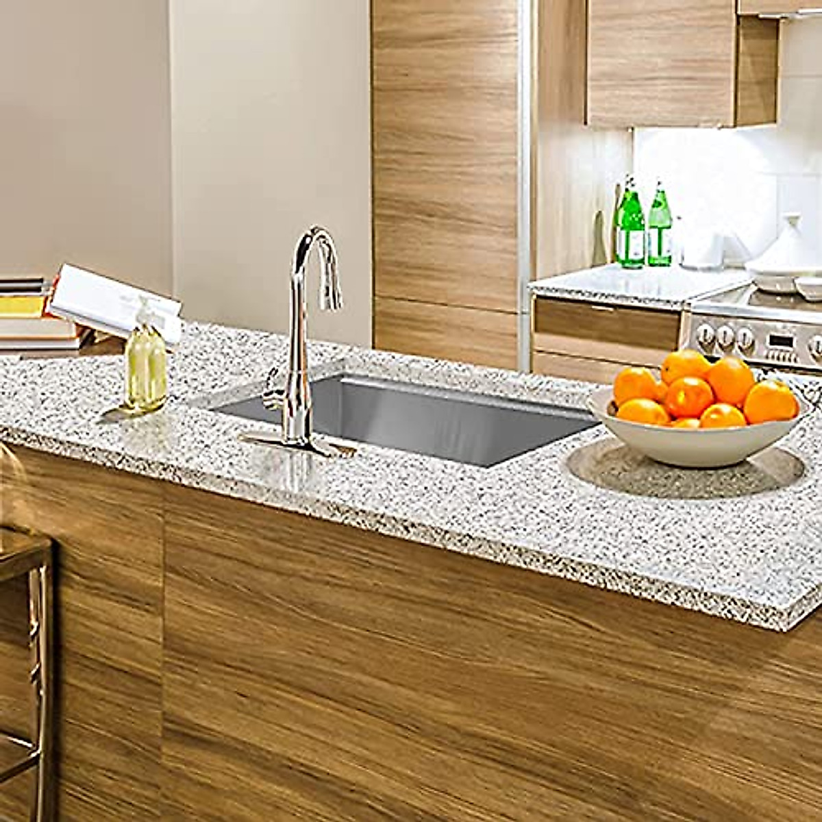 Hausinluck 32 inch Workstation Undermount Kitchen Sink, Stainless Steel Undermount Kitchen Sink 18 Gauge, Handmade Modern Single Bowl Deep Kitchen Sink with Ledge and Accessories (Pack of 5)