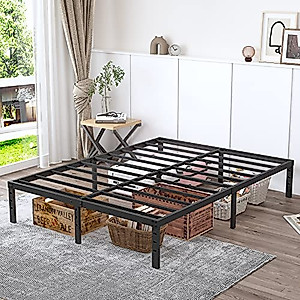 YUSENHEEI 14 Inch King Size Bed Frame, No Box Spring Needed, Heavy Duty Metal Platform Bed Frame with Large Underbed Storage Space, Noise Free, Easy Assembly, Black