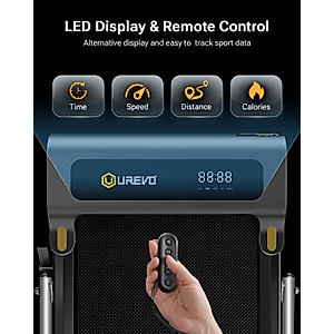 UREVO 2 in 1 Folding Treadmill, Under Desk Treadmill for Home/Office, 2.5HP Walking Pad Treadmill with Remote Control, LED Display, 265lbs Weight Capacity