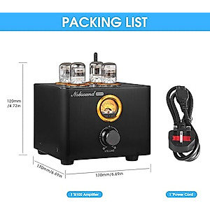 Nobsound B100 Bluetooth 5.0 Tube Amplifier USB DAC Coax/Opt Integrated Power Amp