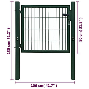 GOLINPEILO Fence Gate Garden Mesh Gate Outdoor Fence Gate Metal Fencing with Posts Spike Galvanized Steel Patio Entrance Barrier for Outdoor, Yard, Patio, Entry Way 41.7"x51.2" Green -AA