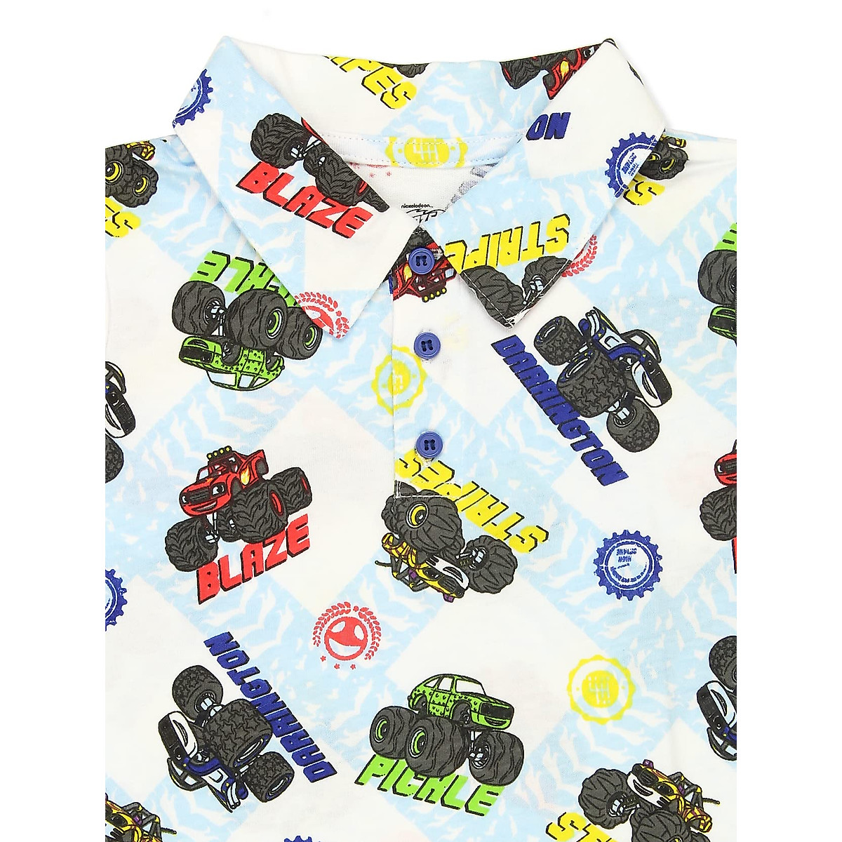 Blaze and The Monster Machines Boys Toddler Collared Short Sleeve Polo Tee Shirt (4T, White)