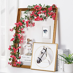 Houele 2 Pack (16FT) Fake Rose Vine Flowers Plants Artificial Rose Vine Flowers for Wedding Home Party Garden Craft Art Decor(Rose Pink)