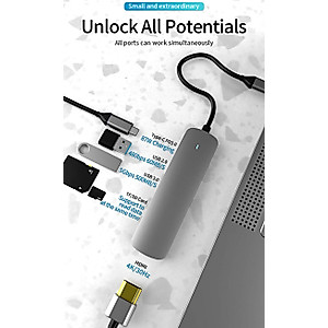 USB C hub,USB C Docking Station,6 in 1 USB C Docking Station Adapter,with 1 4K HDMI-Compatible,1 USB2.0,1 USB3.0,1 PD,SD TF Card Reader,Suitable for USB -C Type Equipment.