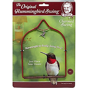 POP'S Birding, The Original Charm Hummingbird Swing for Outdoors - Perfect Bird Perch for Small Birds - Sturdy Steel Metal Swing Set with Hook Included