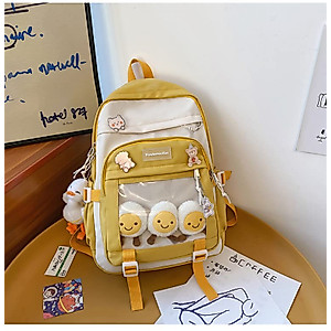 HOKMAH Aesthetic Cute Back To School Travel Backpacks, Bookbag Boys Girls Backpack, Fashion School College Students Backpack Durable (Yellow)