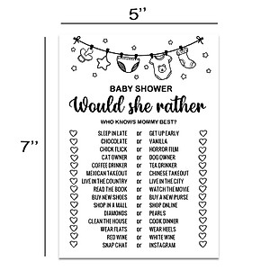 Baby Shower Game Cards, Would She Rather Baby Shower Game, Set of 30 Cards, Rustic Bridal Wedding Shower or Bachelorette Party Game, Baby Shower Ideas