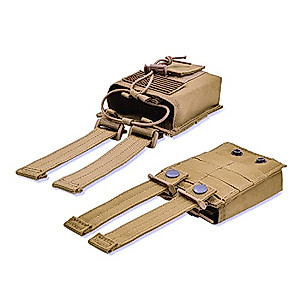 Molle Radio Pouch Radio Holster Tactical Radio Holder Duty Belt Accessories Military Heavy Duty Radio Bag for Two Ways Walkie Talkies Adjustable Storage with 1 Pack Patch (Tan)