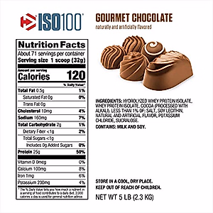 Dymatize Nutrition ISO 100, Whey Protein Powder, Gourmet Chocolate, 5 Pound