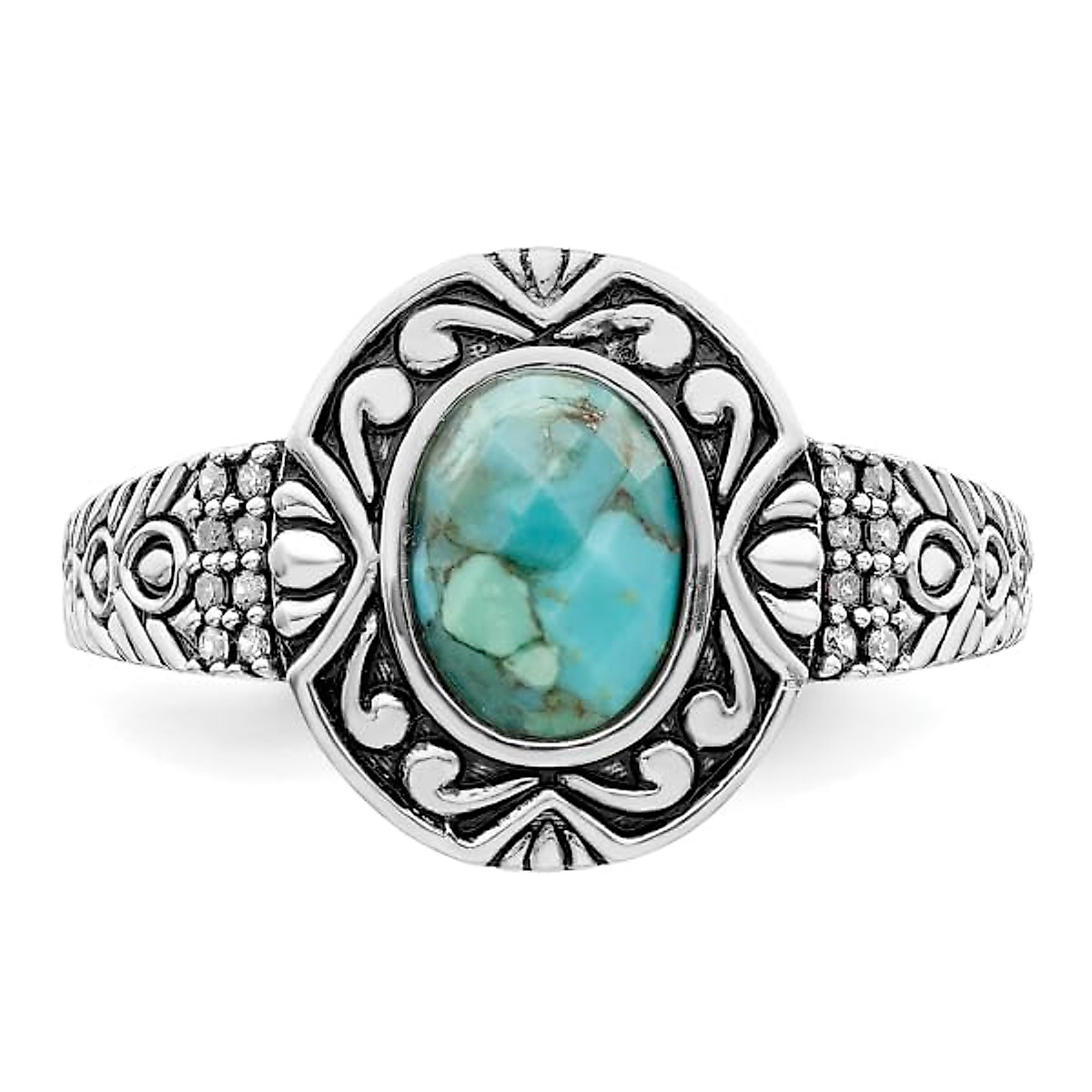 IceCarats 925 Sterling Silver Vintage Blue Turquoise Statement Ring Size 8