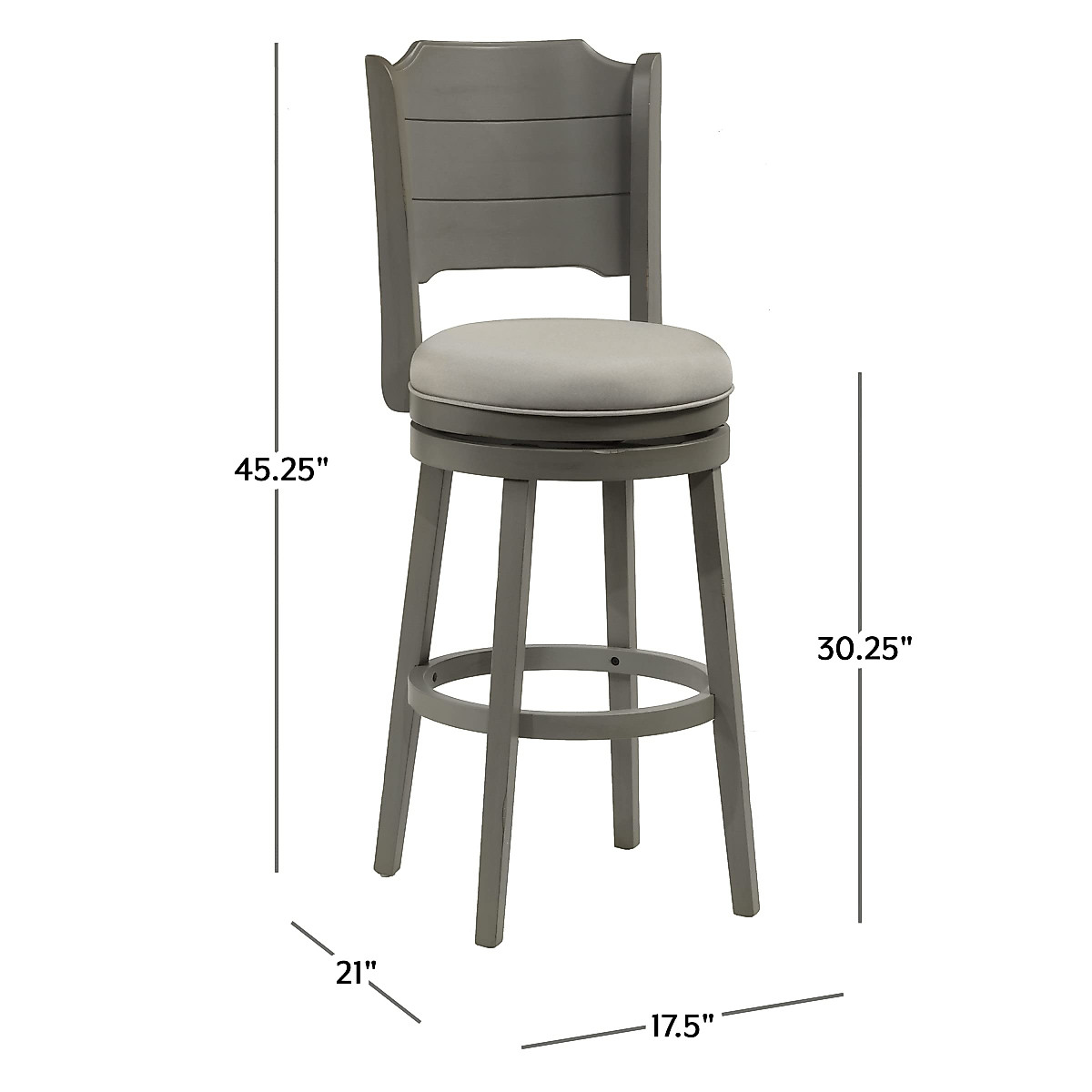 Hillsdale Clarion Wood Swivel Bar Height Stool, Distressed Gray