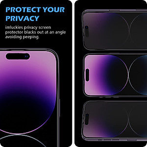 imluckies [2 Pack Matte Privacy Screen Protector for iPhone 14 Pro Max, Anti-Glare & Anti Fingerprint, Dynamic Island Compatible, Anti-Spy Private Tempered Glass Smooth Film, Easy Install 6.7"