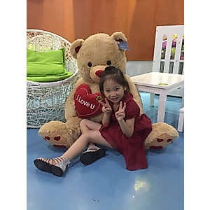 Pioupiou Jumbo 48" Plush Teddy Bear with I Love You Heart (Birthdays, Holidays, Engagements, Mother's Day, Sweetest Day)