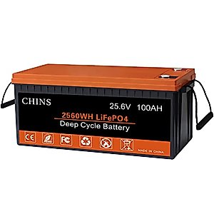 CHINS LiFePO4 Battery 24V 100AH - Built-in 100BMS Lithium Battery, 2000-4000 Cycles, Perfect for Home Energy Storage, Off-Grid