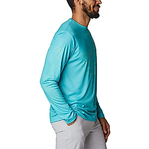 Columbia Men's Terminal Tackle PFG Running Line Long Sleeve, Sage/Light Lime Trout, Large