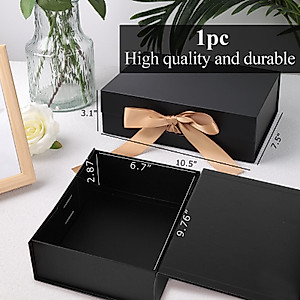 Shindel Black Gift Box, 10.5x7.5x3.1 inches Gift boxes for Presents with Lids, Magnetic Closure Rectangle Collapsible for Groomsman Proposal Box, Wedding, Christmas, Halloween, Birthday Gift Packging