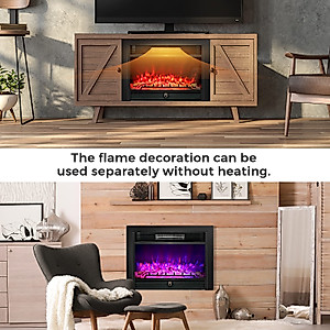 LDAILY 28" Electric Fireplace, 750W/1500W Electric Fireplace Heater with Remote, 3-Color Adjustable Flame, Recessed Wall Fireplace Electric w/ 8 H Timer, Electric Fireplace Inserts for RV Home Office
