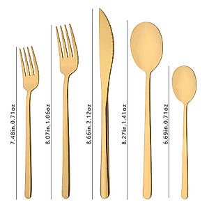 Uniturcky 50-Piece Flatware Silverware Cutlery Set for 10, Stainless Steel Utensils for Home Kitchen Restaurant Hotel, Include Knife Fork Spoon, Gold Mirror Finish, Ergonomic Design,Dishwasher Safe
