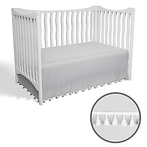 Tadpoles Crib Skirt with Tassel | 28" x 52" with a 14" Drop | Made of 100% Softly Brushed Microfiber Polyester | Easy to Care for | Soft, Smooth, Breathable & Durable | Ideal for Babies | Grey