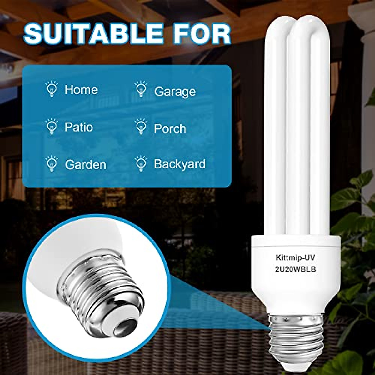 2 Pieces Bug Zapper Light Bulb 2U Type E27 20W Replacement Bulbs Compatible with Homesuit, Keuomy, Yluces, Yissvic, Powify and Other Models Bug Zapper