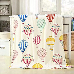 Mugod Balloon Throw Blanket Cute Watercolor Hot Air Balloons Pattern Decorative Soft Warm Cozy Flannel Plush Throws Blankets for Baby Toddler Dog Cat 30 X 40 Inch