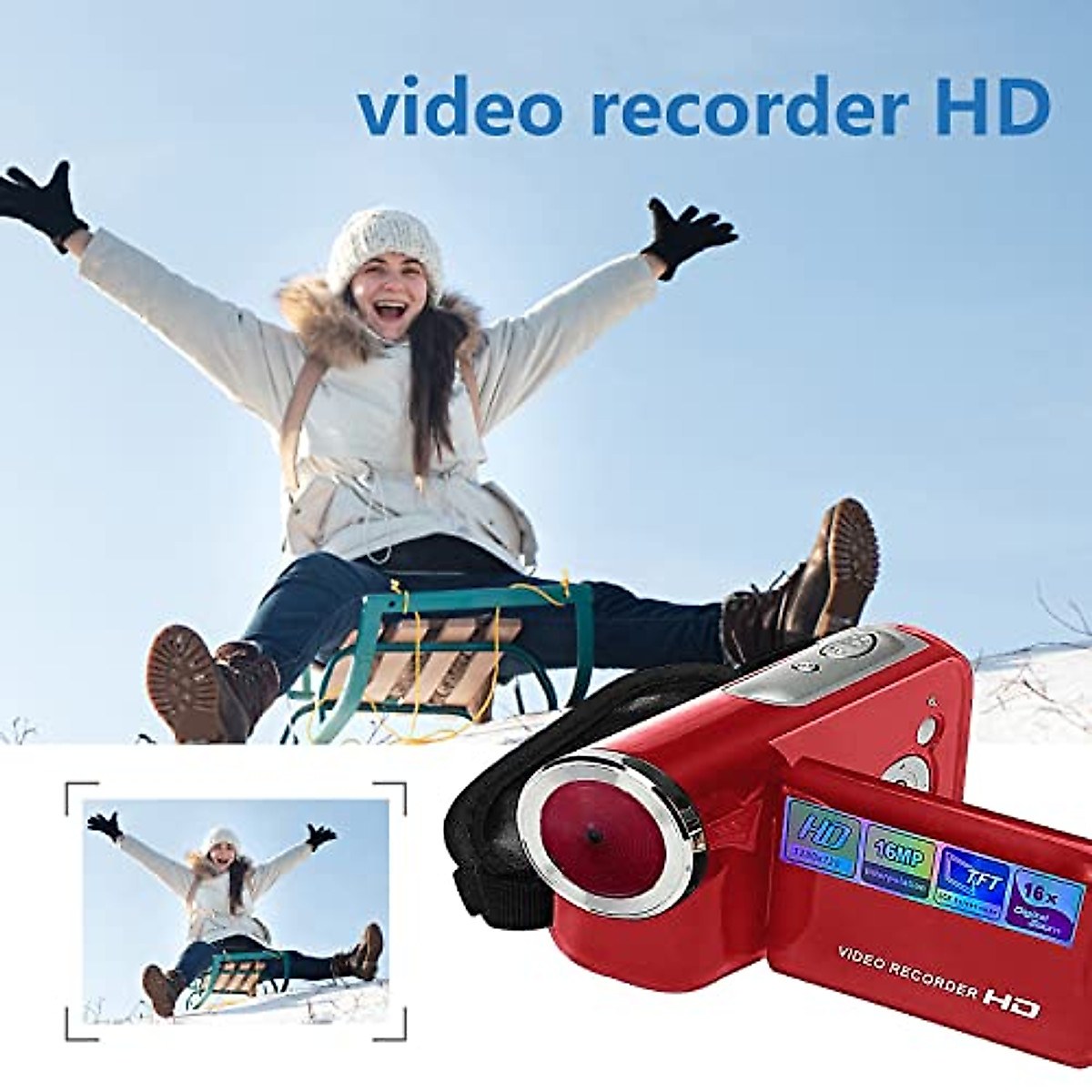 Digital Camera for Teens Kids, 1280P 16MP Kids Camera, 2 Inch LCD Screen Kids Digital Camera with 16X Digital Zoom, Compact Kid Camera for Kids Girls Boys Beginners (Red)