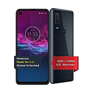 Unlocked Motorola One Action - 6.3 inches - 128GB - Denim Blue - PAGL0003US (Renewed)