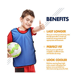 SportsRepublik Pinnies Scrimmage Vests for Kids, Youth and Adults (12-Pack) - Soccer Pennies