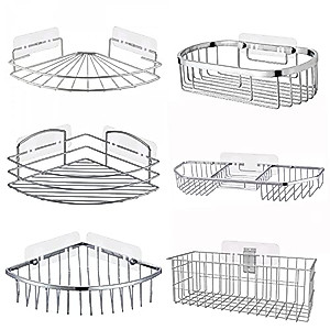 Vin Beauty 5 Pack Adhesive Hooks Replacement, Shower Caddy Adhesive for Replacement, Strong Transparent Sticker Hooks for Hanging Bathroom Shower Caddy Shelf