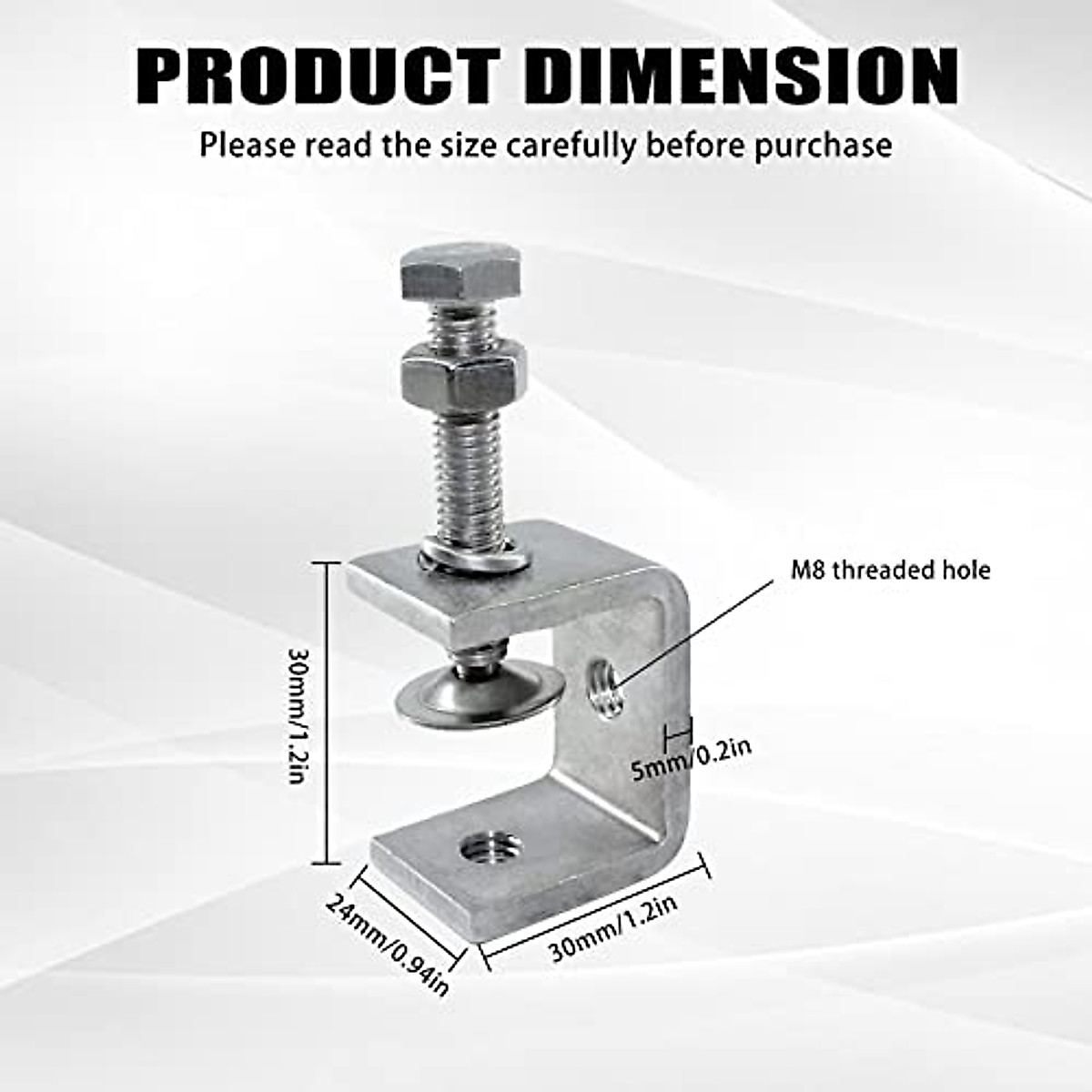 8 Pack Tiger Clamp Heavy Duty C-Clamp with Adjustable Wide Jaw Openings 304 Stainless Steel C Clamp G-Clamp for Woodworking Mount Welding Building Household Desktop