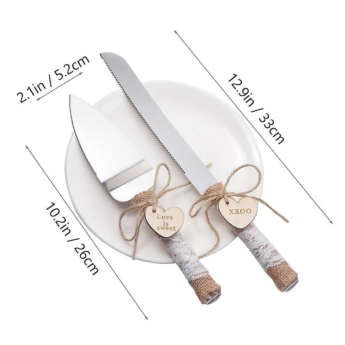 Country Style Wedding Cake Knife Shovel Server Set Silverware Stainless Wedding Party Thanksgiving Christmas (H)