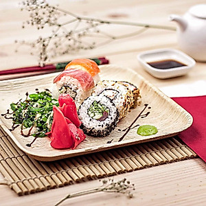 Ecodeco Palm Leaf Compostable Plates - 50 pcs - Square - Disposable Eco Friendly Like Bamboo Party Plates with Cutlery - 8 Inch