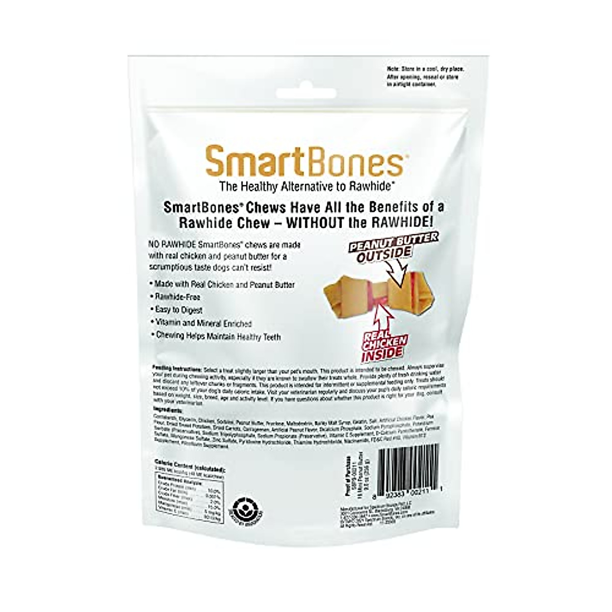 SmartBones Rawhide-Free Peanut Butter Mini Bones 16 Count (Pack of 1)