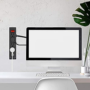 Wall Mount Power Strip with 4 Outlet, Mountable Power Strip with 2 USB Ports, 4-Port Under Desk Mount Connect with 6FT Power Cord, for Workbench, Nightstand, Dresser, Table.