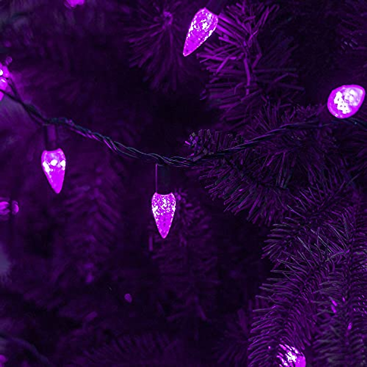 Dazzle Bright Halloween Lights, 100 LED 33 FT C6 String Lights with 8 Modes, Connectable Halloween Decorations for Indoor Outdoor for Tree Patio Party Decor (Purple)