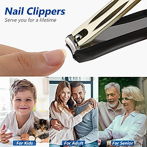 Nail Nipper, Premium Stainless Steel Fingernail and Toenail Clipper Cutters,Nail Cutters Sets with Nail File and Cleaning Brush for Seniors, Aducts,